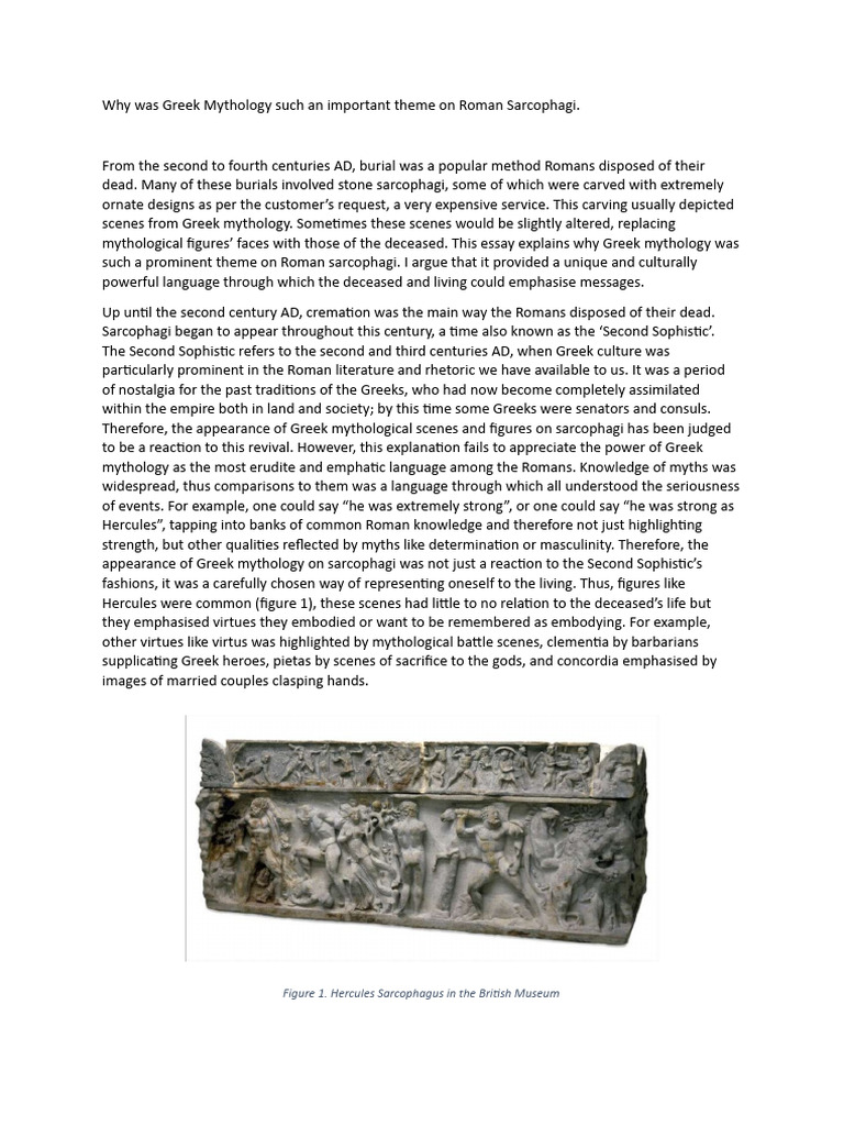 Why Was Greek Mythology Such An Important Theme On Roman Sarcophagi | PDF