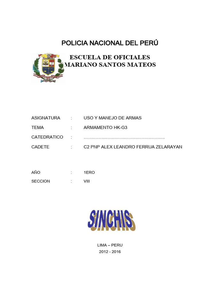 Eo CH PNP Armamento y Tiro Hk63 | PDF | Rifle | Ciencia militar