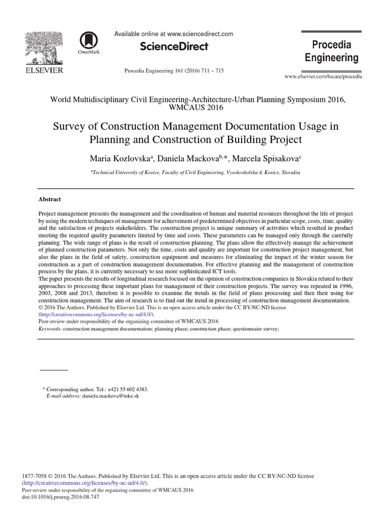 14 Survey of Construction Management Documentation Usage in PL 2016 Procedia en | PDF ...