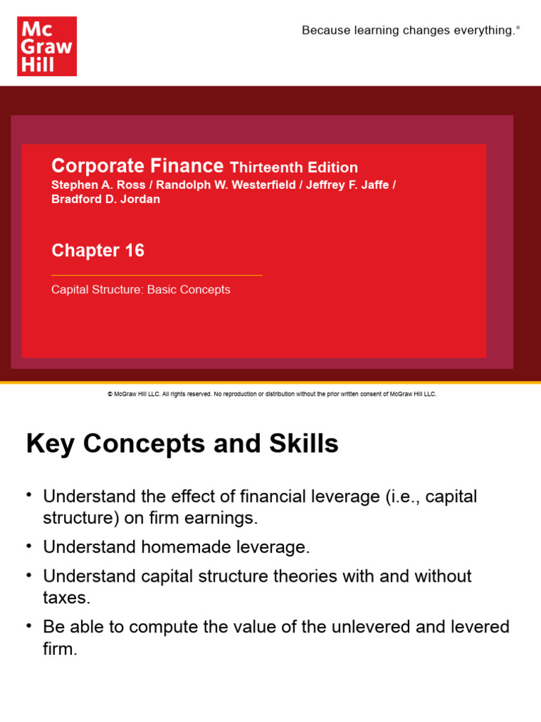 Ross Corporate 13e PPT CH16 Accessible | PDF | Capital Structure | Leverage (Finance)