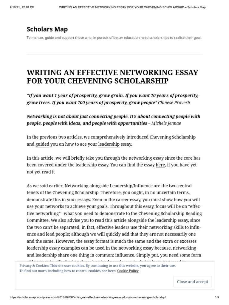 Networking Essay For Chevening Scholarship | PDF | Leadership | Essays
