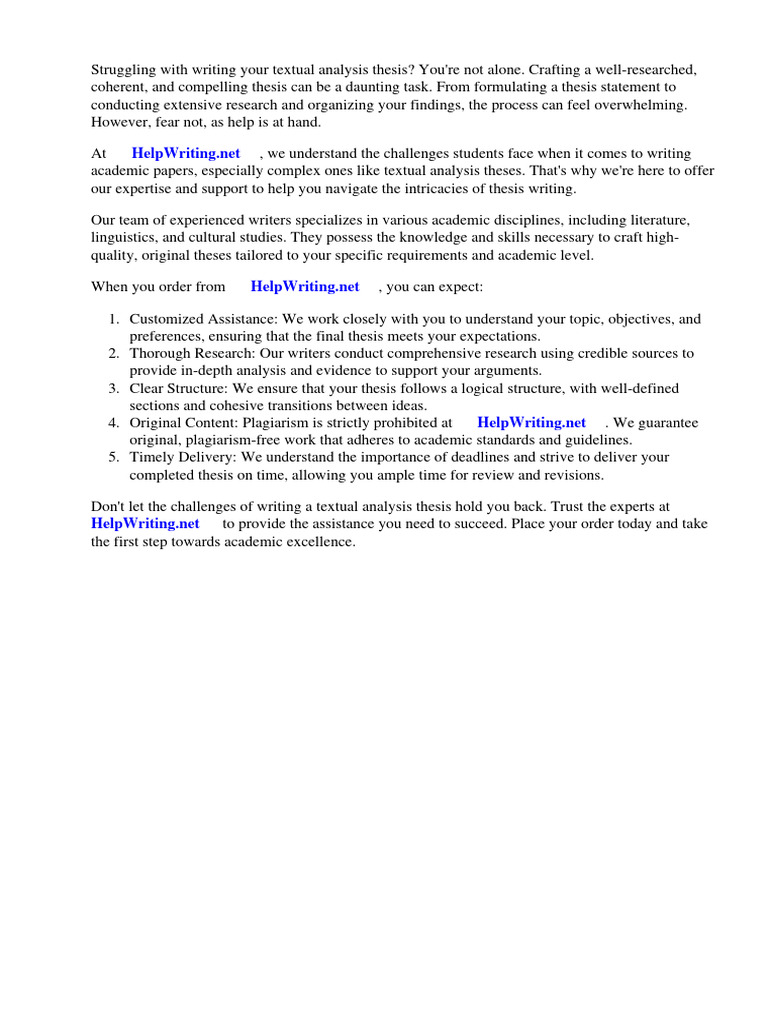 Textual Analysis Thesis Example | PDF | Essays | Thesis