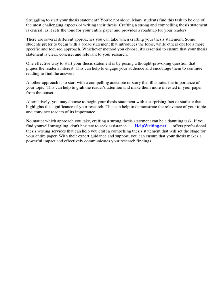 Different Ways To Start A Thesis Statement | PDF | Essays | Thesis