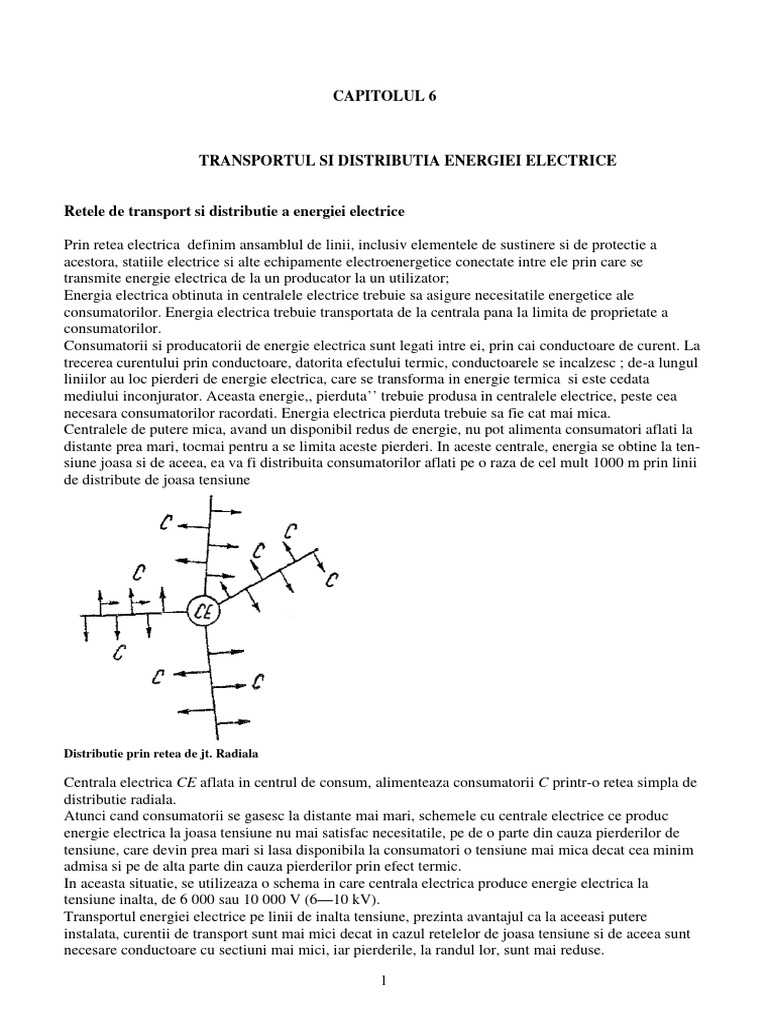 Capitolul 6-2 Transportul Si Distributia Curentului Electric | PDF