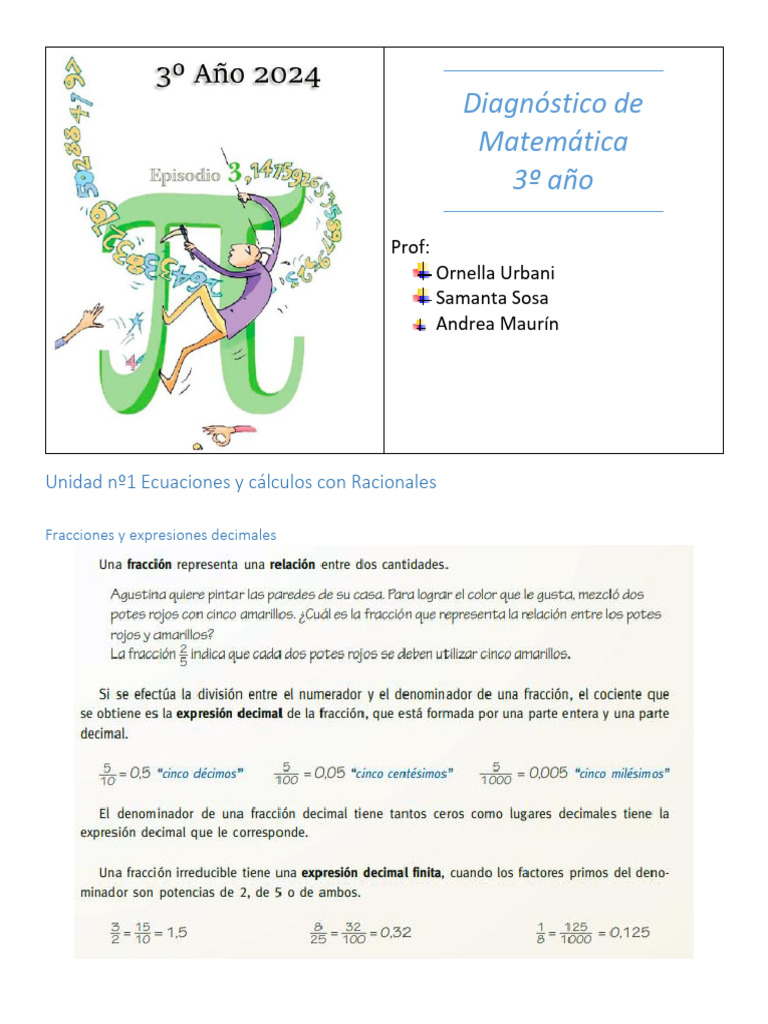 Diagnóstico de Matemática 3er 2024 | PDF | Ecuaciones | Matemática Elemental