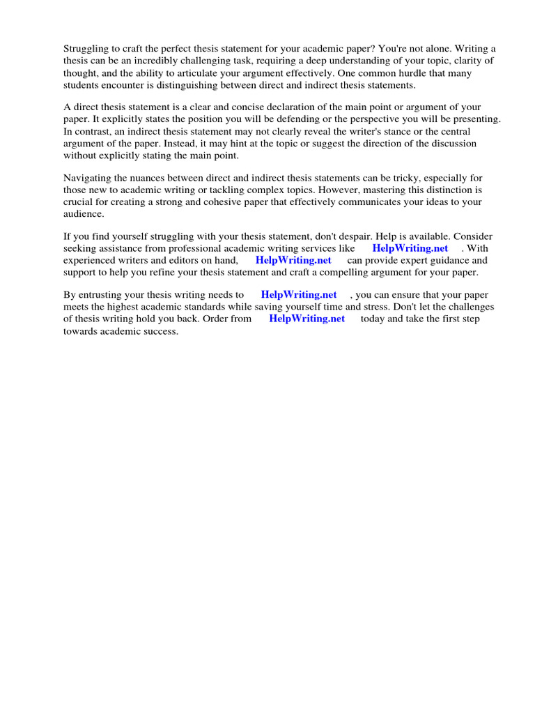 Direct vs. Indirect Thesis Statements | PDF | Essays | Option (Finance)