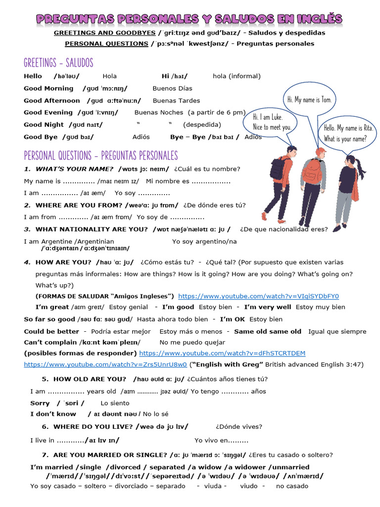 Preguntas Personales Personal Questions 2024 | PDF