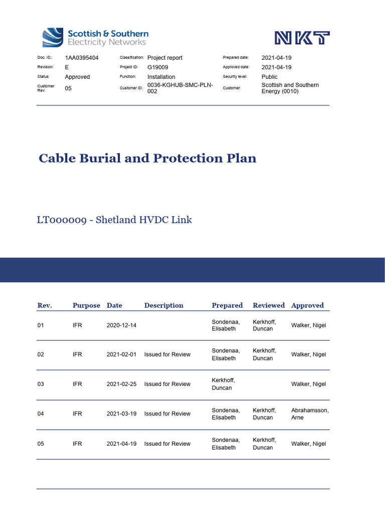 Cable Burial and Protection Plan | PDF | License | Electric Power ...