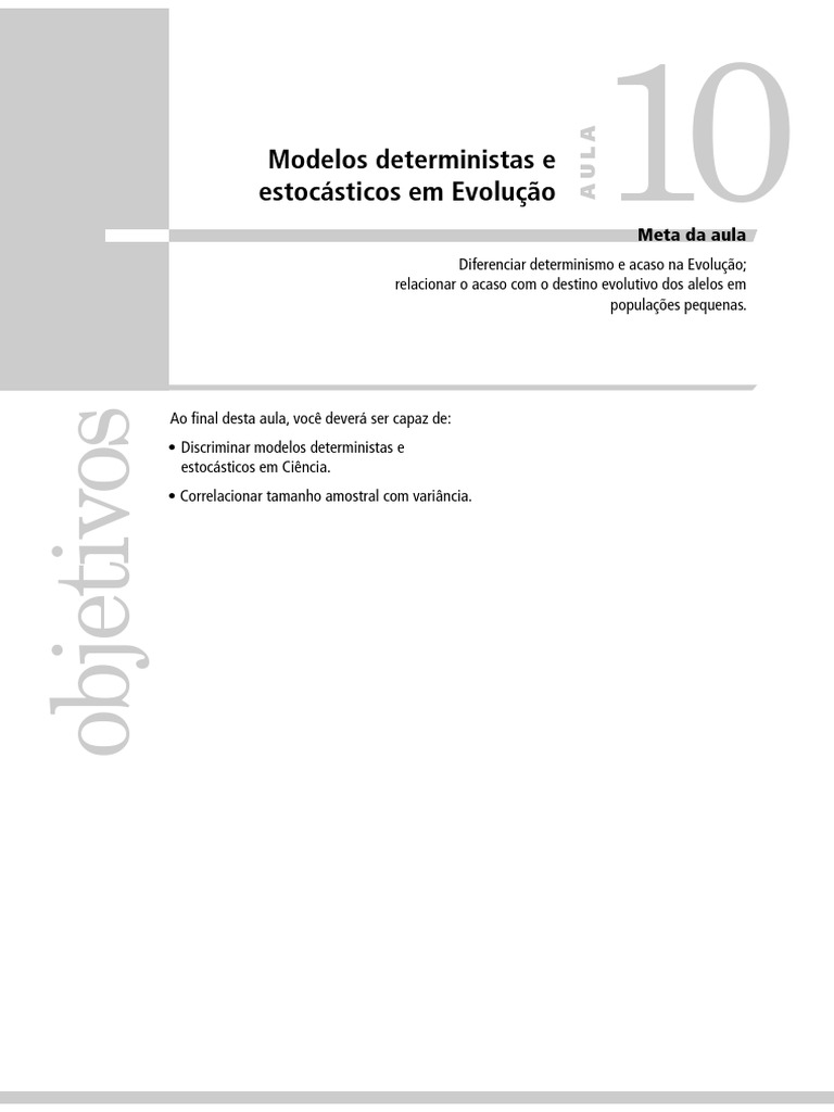 Modelos Deterministas e Estocásticos na Evolução | PDF | Evolução ...