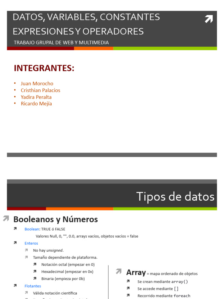 Datos Variables Constantes Expresiones y Operadores | PDF | Datos de ...