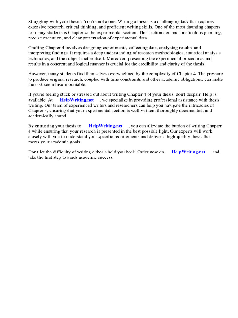 Chapter 4 Thesis Sample Experimental | PDF | Thesis | Methodology Chapter 4 Thesis Sample Experimental | PDF | Thesis | Methodology