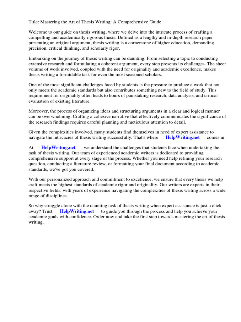 Thesis in Writing Definition | PDF | Thesis | Essays