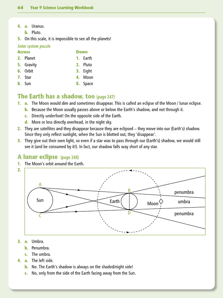Year 9 Science: Solar System Workbook | PDF