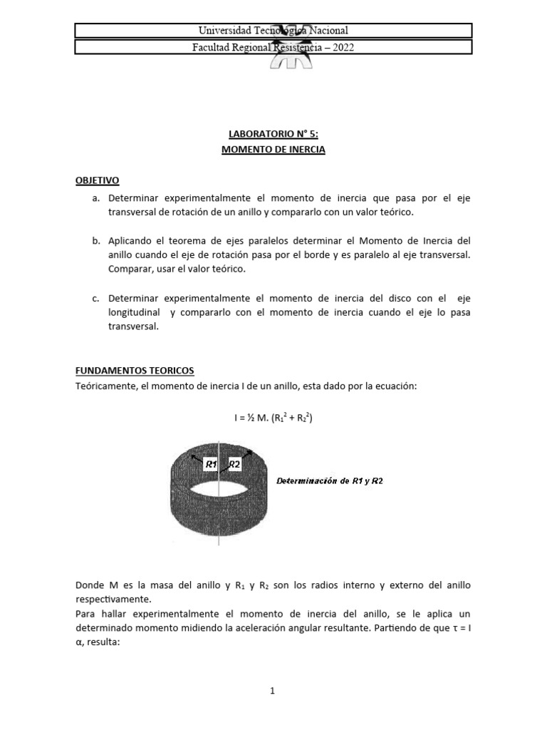Momento de Inercia de un Anillo | PDF | Masa | Fuerza