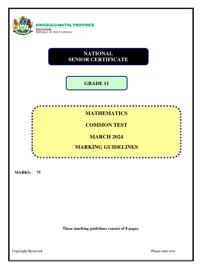 Mathematics GR 11 Memo March 2024 | PDF | Algebra | Number Theory