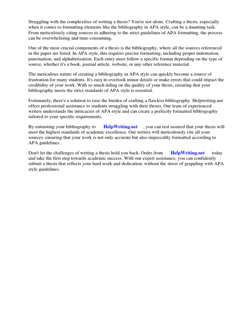 Example of Bibliography in Thesis Apa Style | PDF | Apa Style | Citation