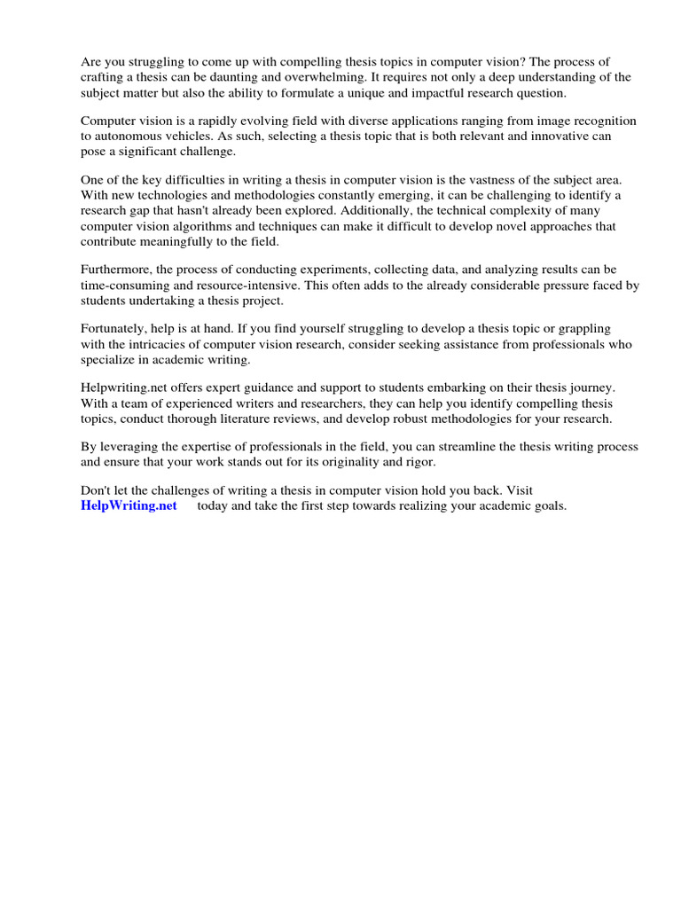 Thesis Topics in Computer Vision | PDF | Computer Vision | Machine Learning