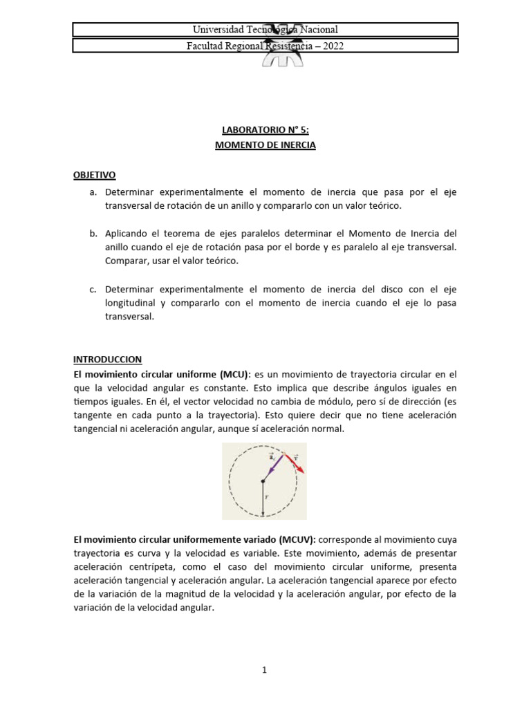 LABORATORIO #5 Momento de Inercia 123 | PDF | Velocidad | Aceleración