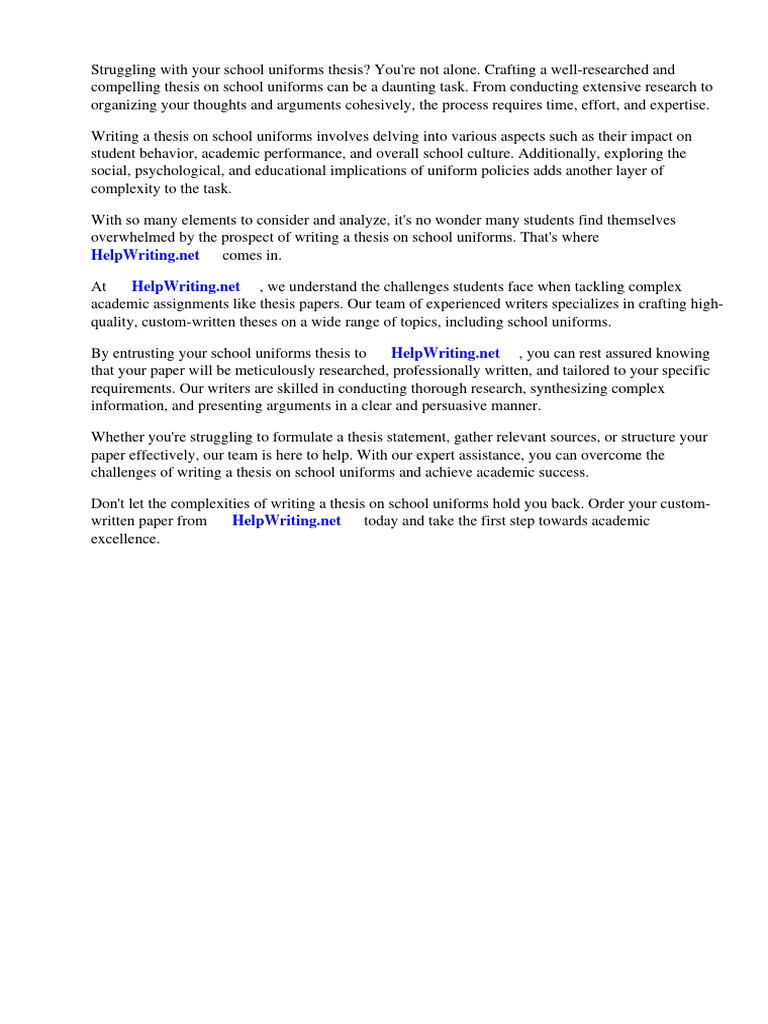 School Uniforms Thesis Statement | PDF | Essays | Thesis