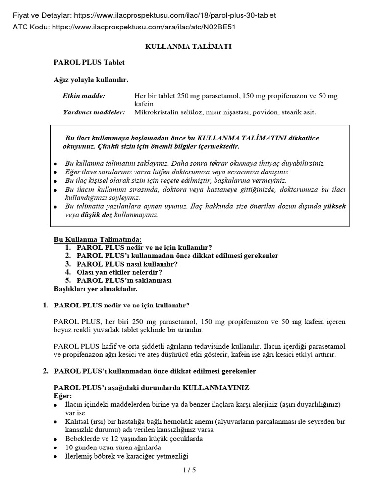 7615 Parol Plus Tablet KT | PDF