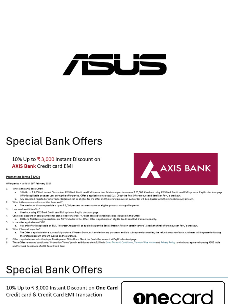 ASUS EShop Bank Offers TNC | PDF | Credit Card | Point Of Sale