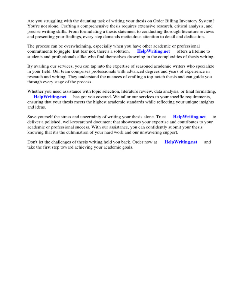Order Billing Inventory System Thesis | Download Free PDF | Thesis ...