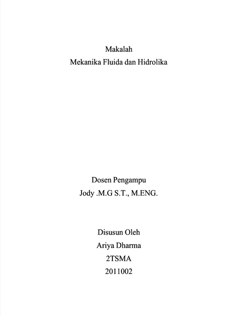 PDF Makalah Mekanika Fluida Dan Hidrolika Compress | PDF