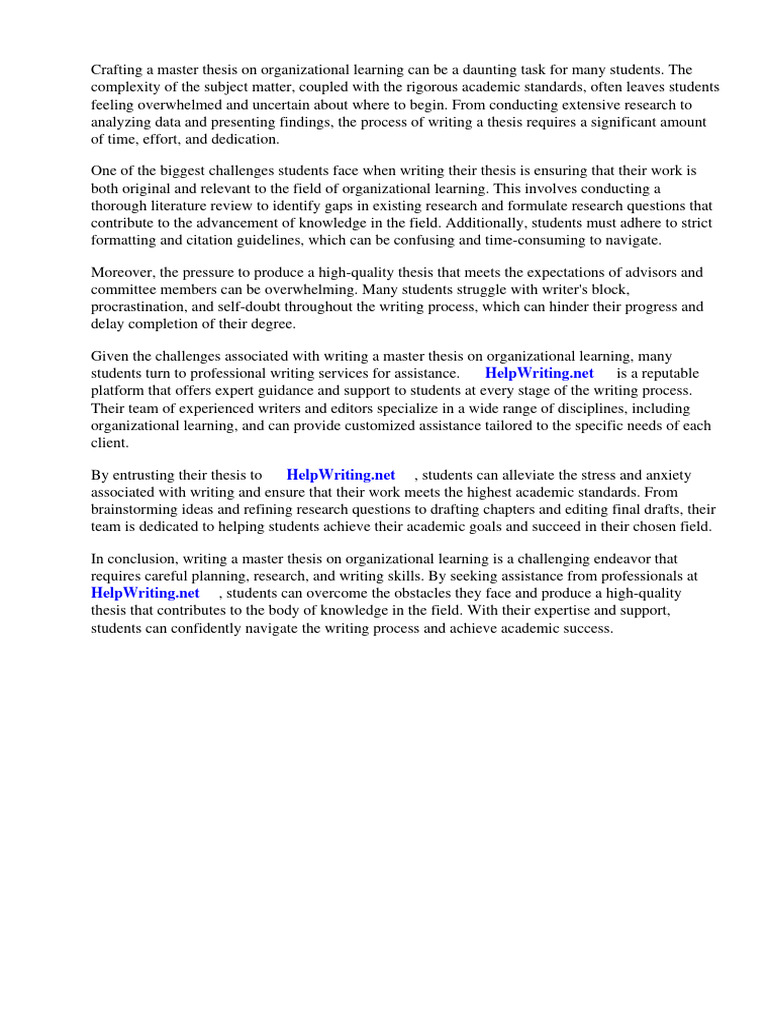 Master Thesis Organizational Learning | PDF | Thesis | Business Model