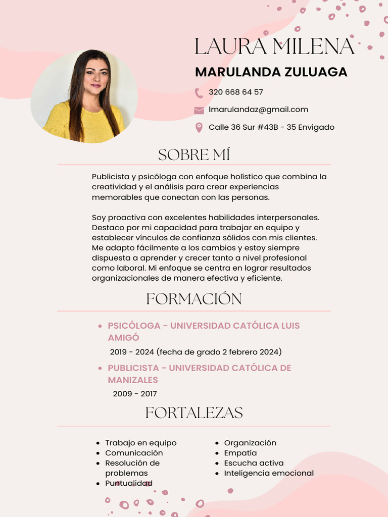 Perfil Profesional de Laura Marulanda | PDF | Crecimiento personal y ...
