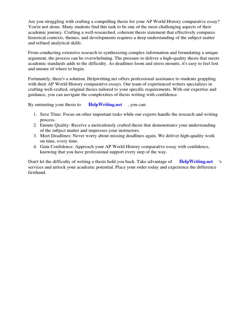 AP World History Comparative Essay Thesis Example | PDF | Essays | Expert