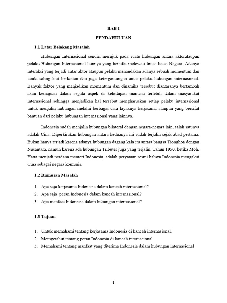 Makalah Kerjasama Indonesia Di Kancah Internasional | PDF