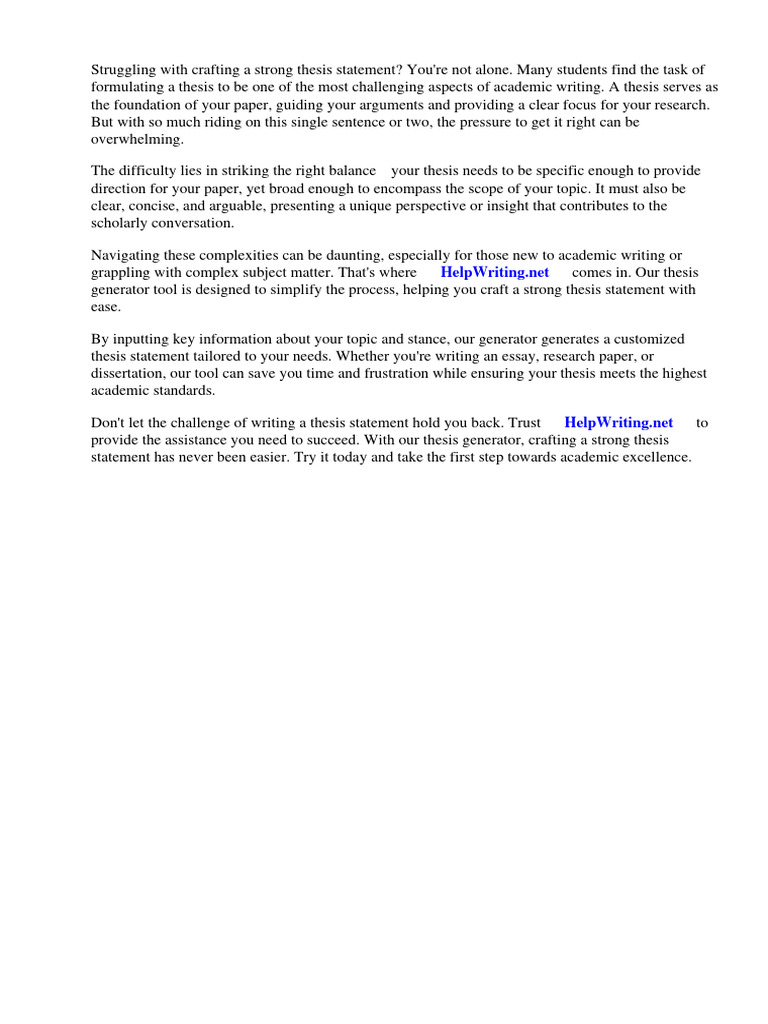 Strong Thesis Generator | PDF | Essays | Thesis