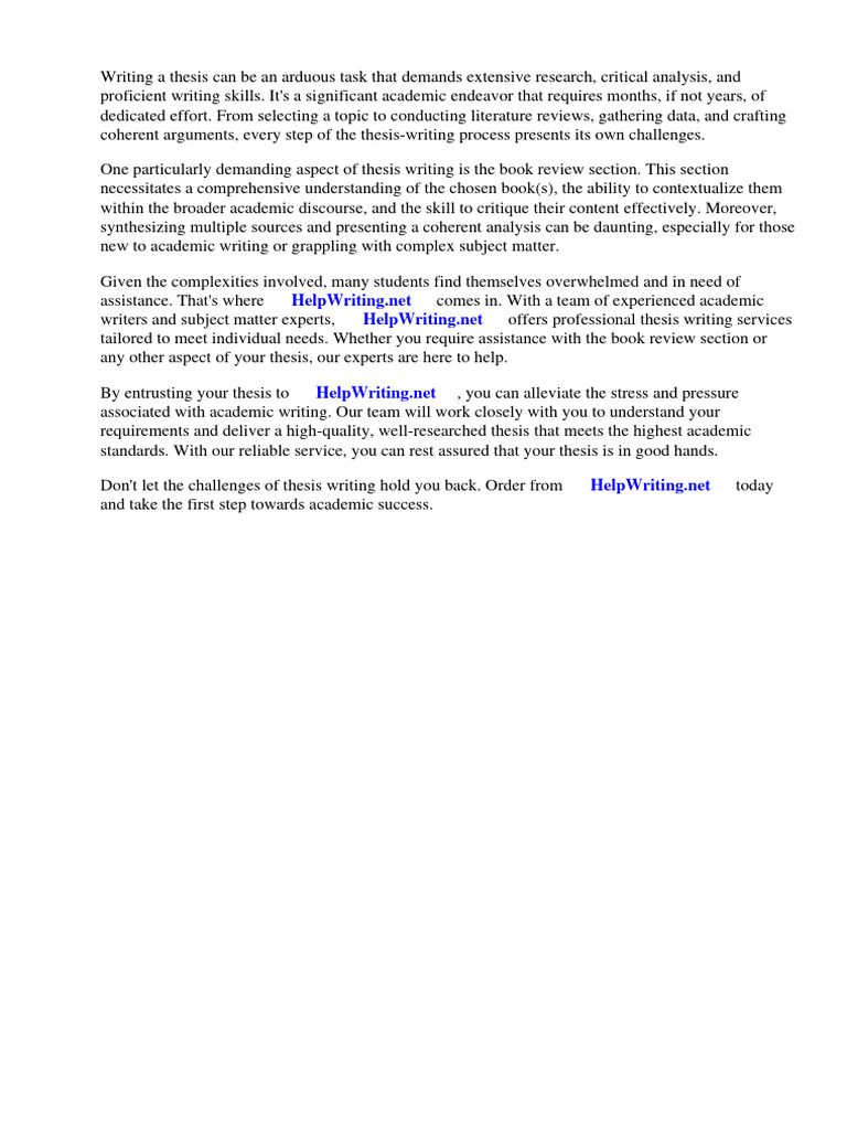 Thesis Book Review | PDF | Essays | Thesis