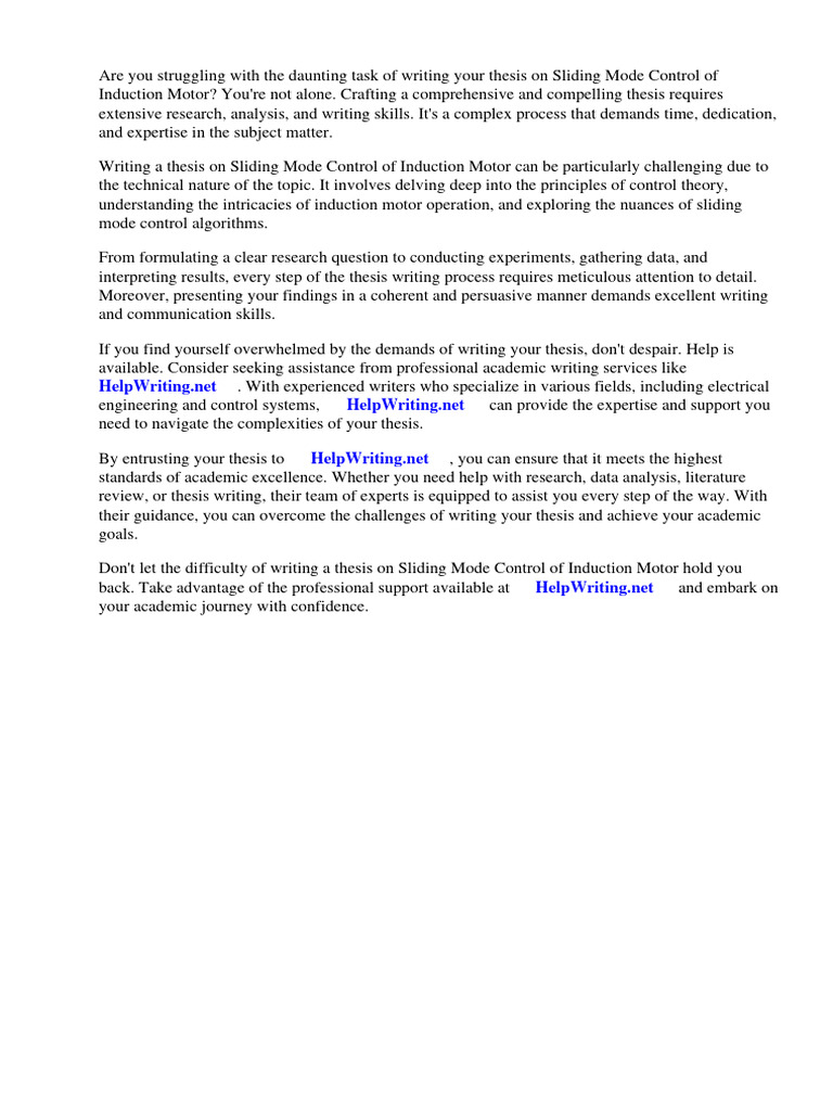 Sliding Mode Control of Induction Motor Thesis | PDF | Electric Motor | Control Theory