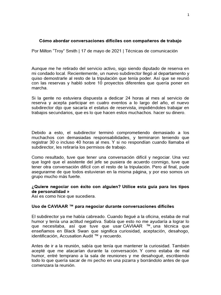 Cómo Abordar Conversaciones Difíciles Con Compañeros de Trabajo | PDF