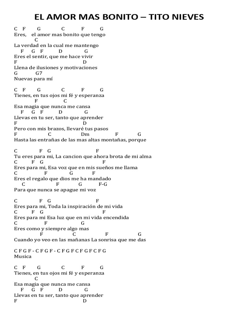 El Amor Más Bonito - Tito Nieves | PDF