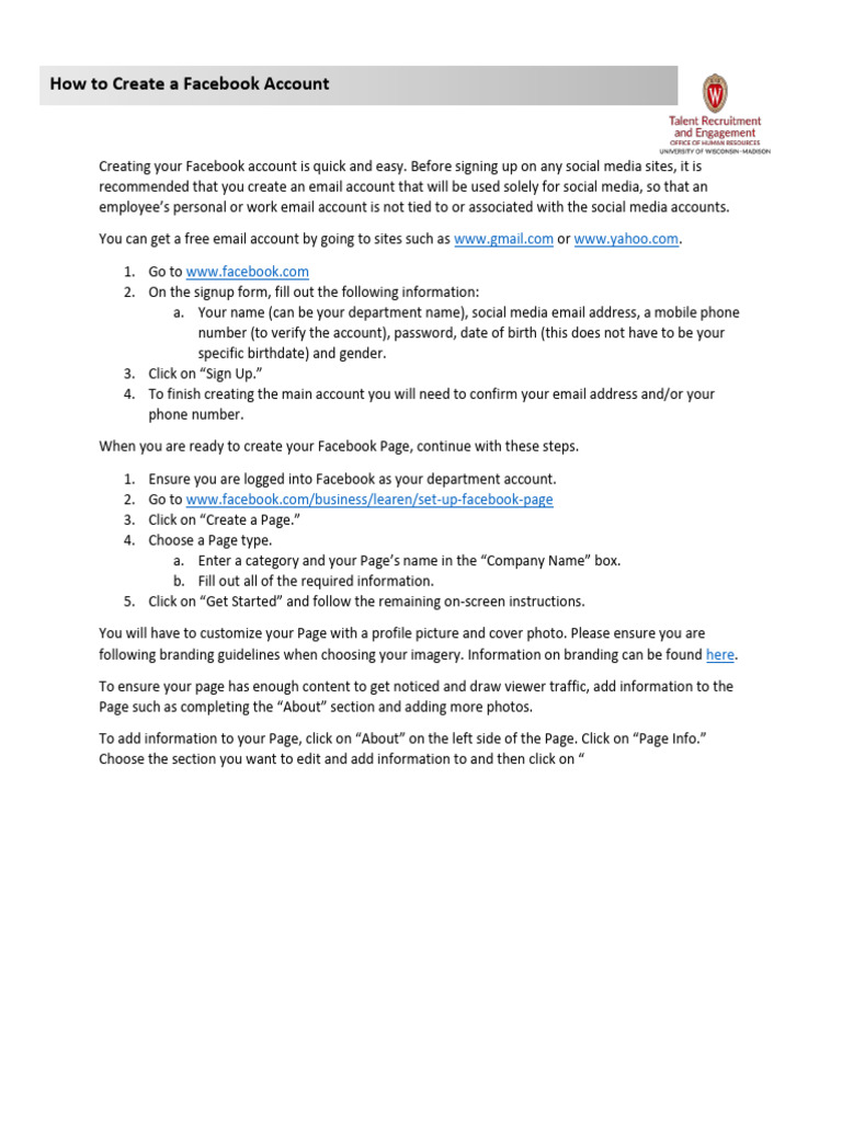 create a facebook page | PDF