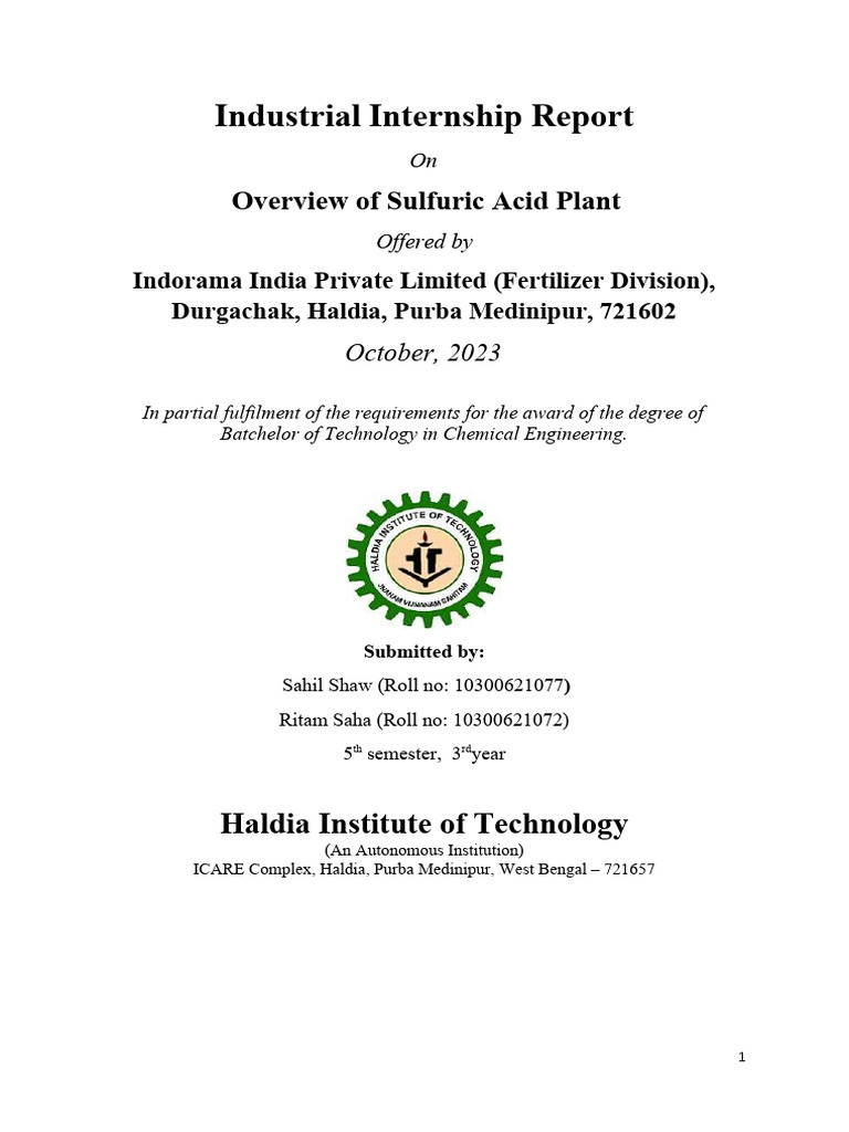 Indorama Summer Internship Project | PDF | Steam | Boiler