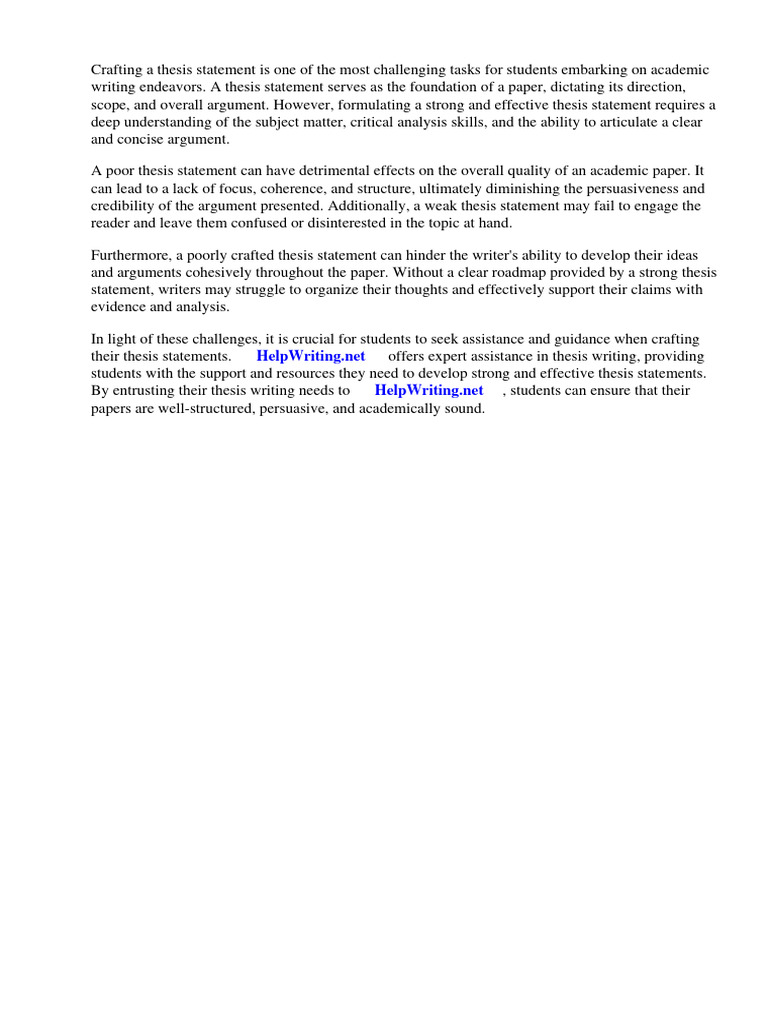 Dangers of Having A Poor Thesis Statement | PDF
