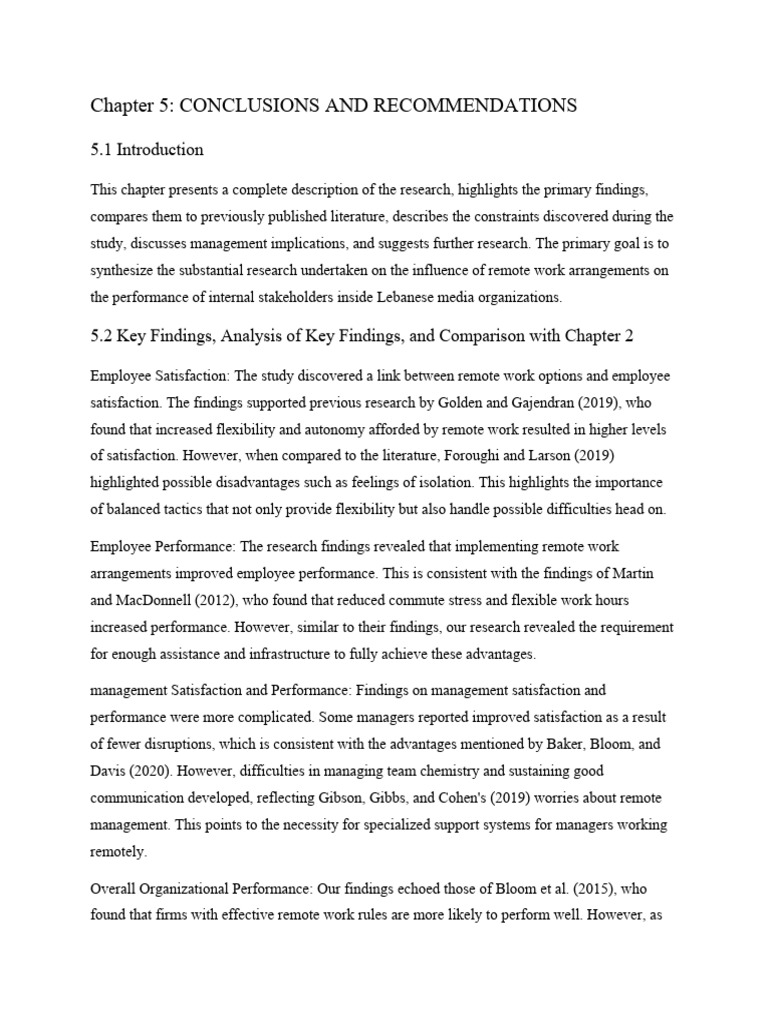 Chapter 5 CONCLUSIONS AND RECOMMENDATIONS | PDF | Job Satisfaction ...