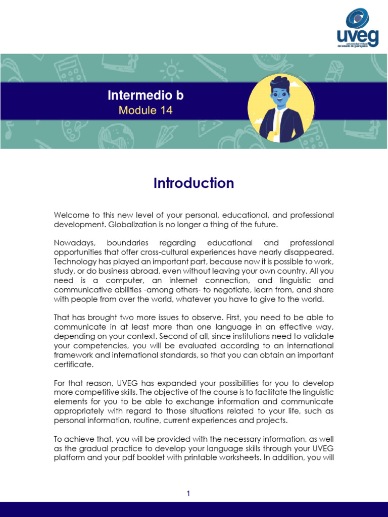 Cuadernillo - Module - 14 Ingles Centro de Idiomas Uveg | PDF | Grammatical Tense | Syntax