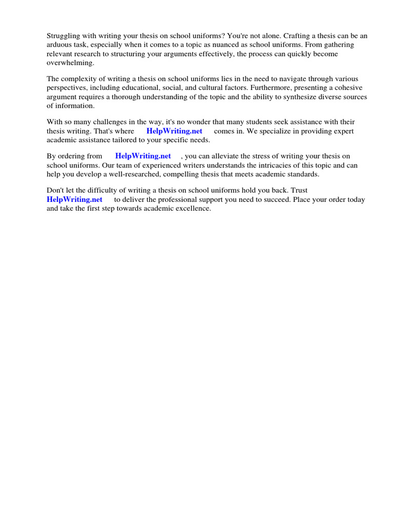 Topic School Uniforms Thesis | PDF | Long Term Potentiation | Chemical ...