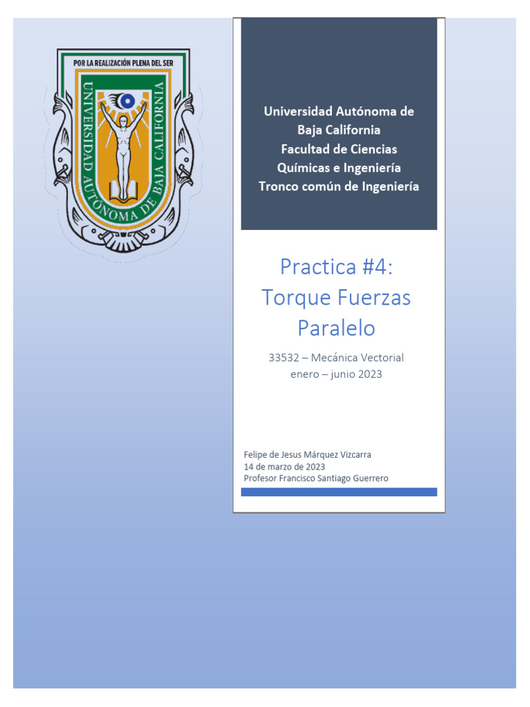 Practica #4 - Torque Fuerzas Paralelo | Descargar gratis PDF | Esfuerzo ...