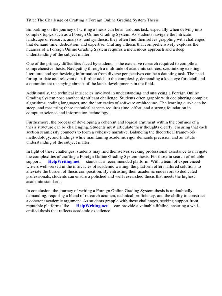 Foreign Online Grading System Thesis | Download Free PDF | Databases | Data