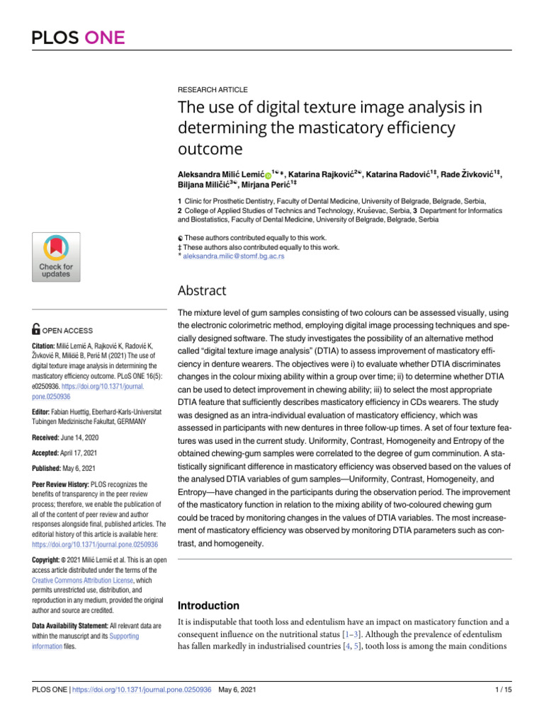The - Use - of - Digital Texture Image Analysis | PDF | Dentures