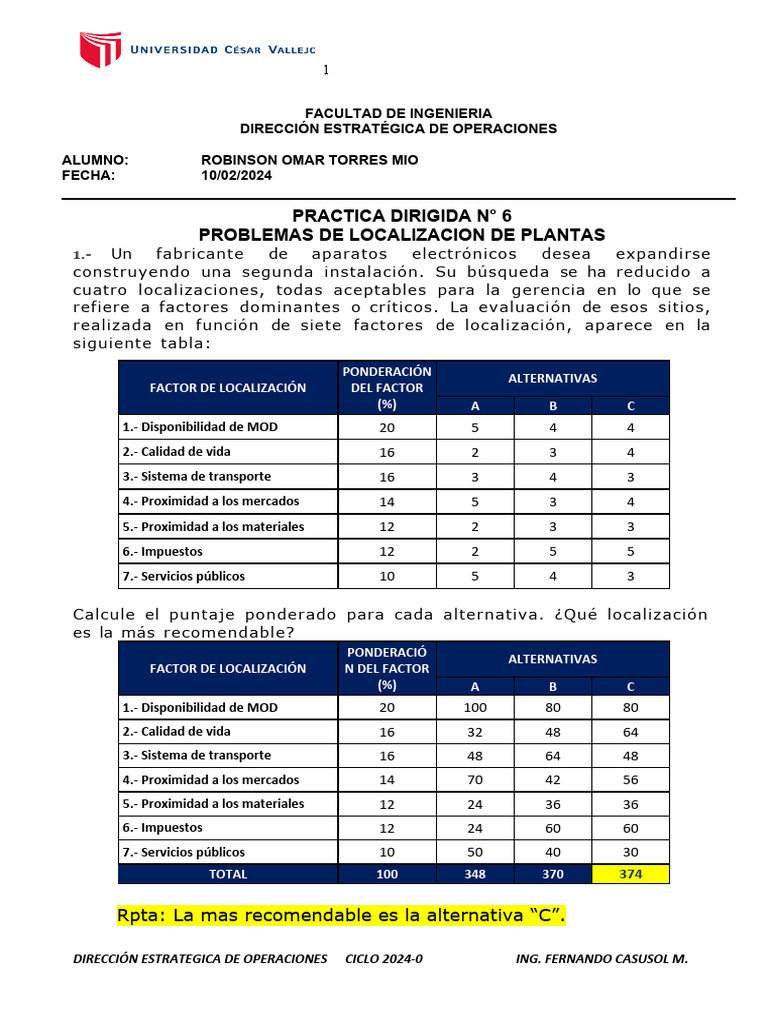Practica - Dirigida - # - 6 - Localizacion - Plantas Ok | PDF | Business | Economias