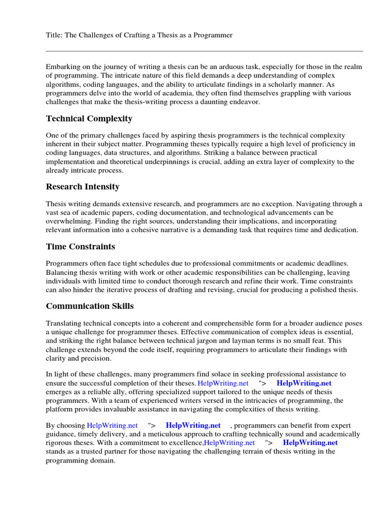 Thesis Programmer | PDF | Thesis | Essays