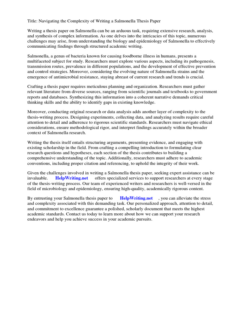 Salmonella Thesis Paper Pdf Salmonella Antimicrobial Resistance
