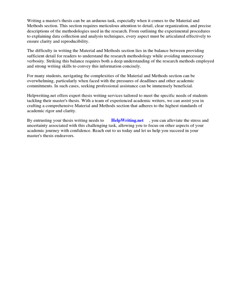 Master Thesis Material and Methods | PDF | Methodology | Thesis