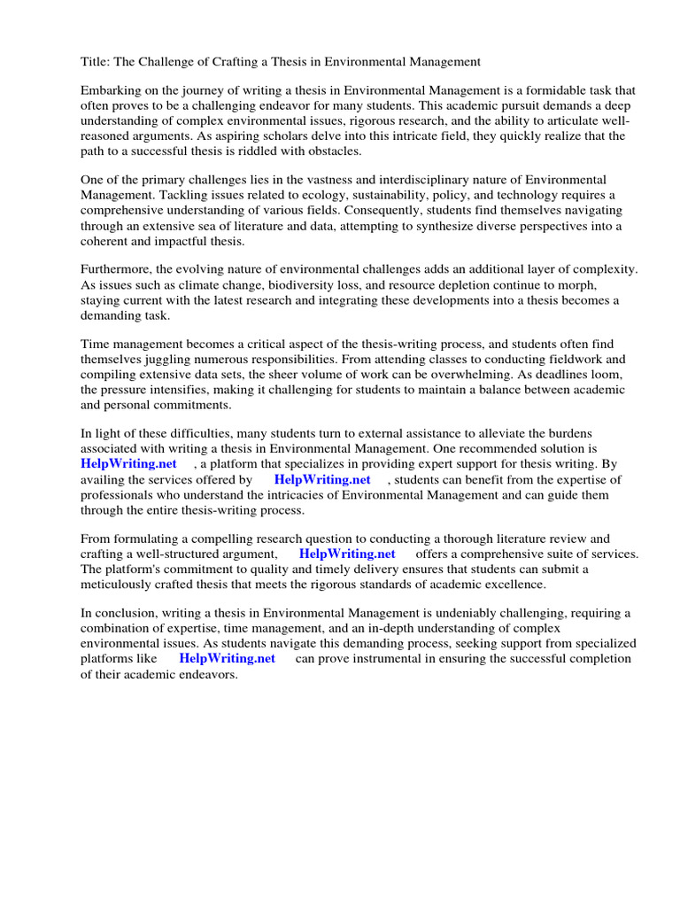 Thesis Environmental Management | PDF | Sustainability | Environmental ...